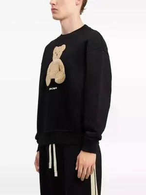Palm Angels Textured Bear Graphic Sweatshirt - Black