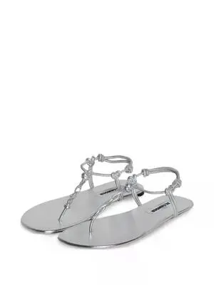 JIL SANDER Knot-strap Flat Sandals - Grey