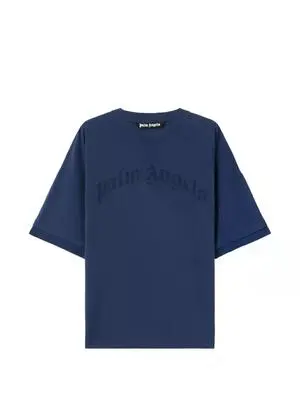 Palm Angels Curved Logo Loose Double T-shirt - Blue