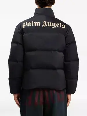 Palm Angels Logo-detail Stripe Puffer Jacket - Black