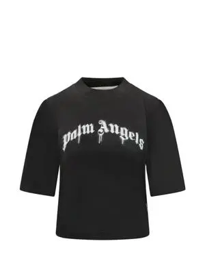 Palm Angels Curved Logo Boxy T-shirt - Black