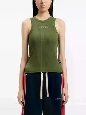 Palm Angels Logo Ribbed Tank Top - Green