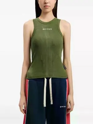 Palm Angels Logo Ribbed Tank Top - Green