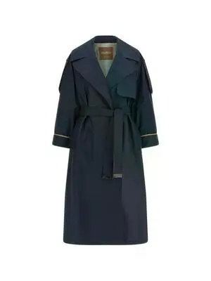 Max Mara Mtcutrench Flared Belted Trench Coat - Blue