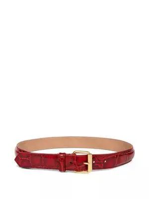 Dries Van Noten Crocodile-effect Buckle Belt - Red