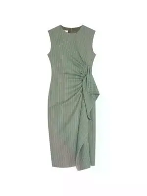 Dries Van Noten Pinstripe Ruffle Midi Dress