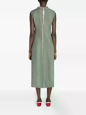 Dries Van Noten Pinstripe Ruffle Midi Dress