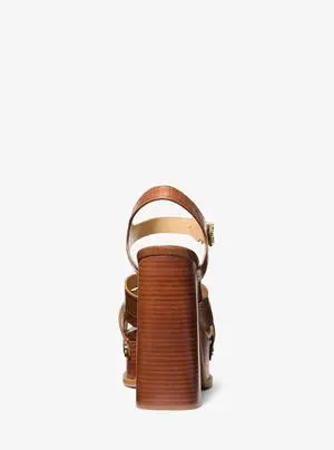 Michael Kors Nora Crocodile Embossed Leather Platform Sandal
