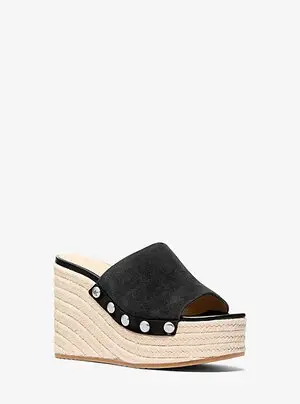 Michael Kors Mayes Suede Wedge Sandal Black