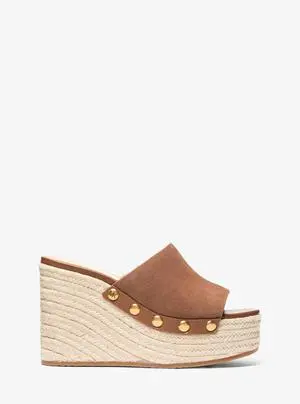 Michael Kors Mayes Suede Wedge Sandals - Brown