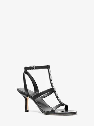Michael Kors Nara Studded Leather Sandal - Black