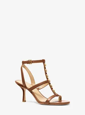 Michael Kors Nara Studded Leather Sandal - Brown