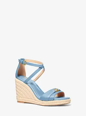 Michael Kors Mandy Saffiano Leather Wedge Sandal - Blue