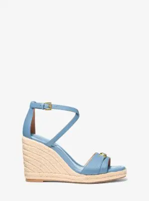 Michael Kors Mandy Saffiano Leather Wedge Sandal - Blue