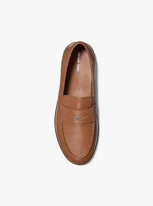 Michael Kors Wesley Pebbled Leather Loafers - Brown