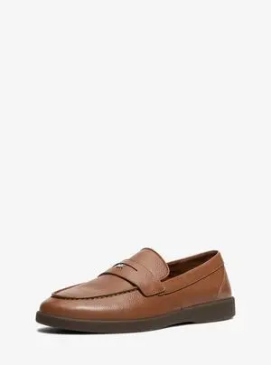 Michael Kors Wesley Pebbled Leather Loafers - Brown