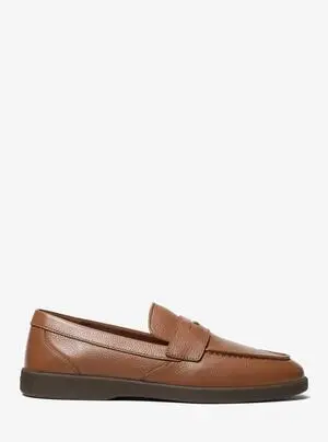 Michael Kors Wesley Pebbled Leather Loafers - Brown
