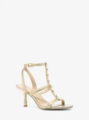 Michael Kors Nara Studded Metallic Leather Sandal