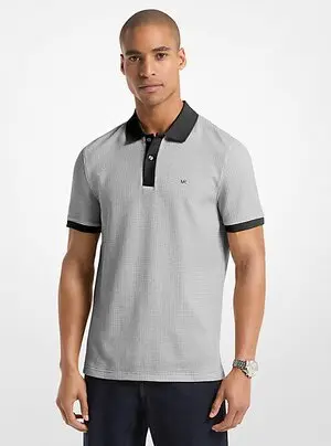Michael Kors Waffle Stretch Cotton Polo Shirt - Black