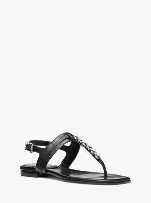Michael Kors Marcia Embellished Leather Sandal - Black