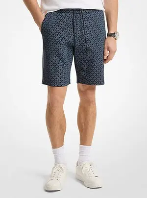 Michael Kors Signature Logo Cotton Blend Shorts - Blue