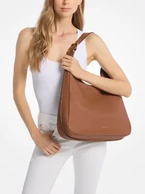 Michael Kors Large Pebbled Leather Hobo Shoulder Bag - Brown