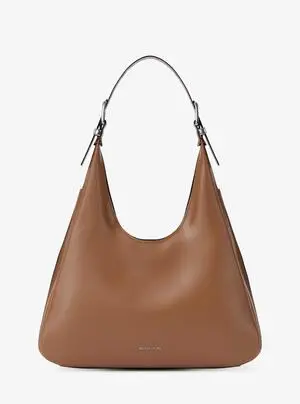 Michael Kors Large Pebbled Leather Hobo Shoulder Bag - Brown