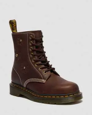 Dr. Martens 1460 Pascal Flower Grizzly Leather Boots - Brown