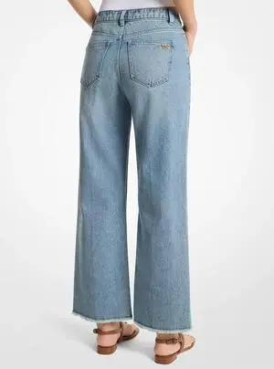 Michael Kors Eloise Frayed Cropped Wide-leg Jeans