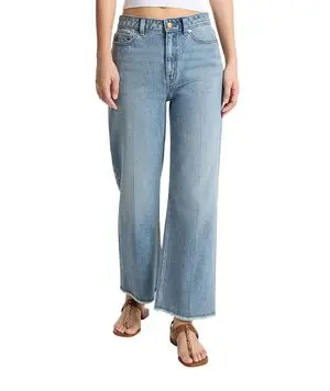 Michael Kors Eloise Frayed Cropped Wide-leg Jeans - Blue