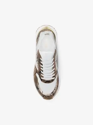 Michael Kors Jesse Stretch Knit And Snake Embossed Trainer