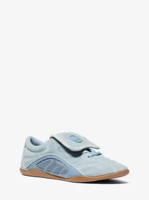 Michael Kors Kyler Suede And Mesh Trainer Blue