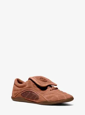 Michael Kors Kyler Suede And Mesh Trainer Brown