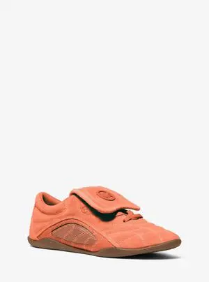 Michael Kors Kyler Suede And Mesh Trainer Orange