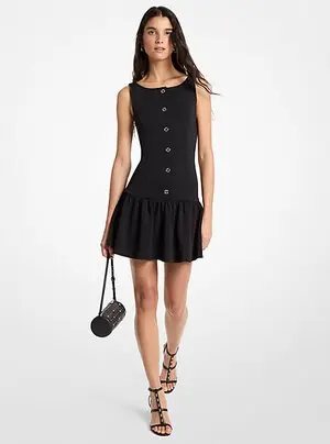 Michael Kors Double-knit Crepe Drop-waist Dress - Black