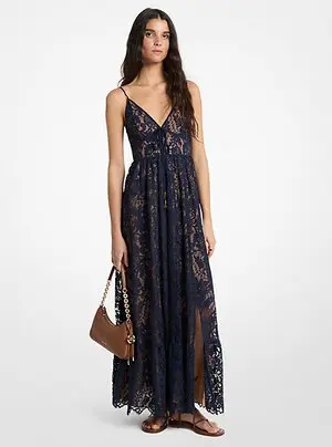 Michael Kors Corded Floral Lace Maxi Dress - Blue