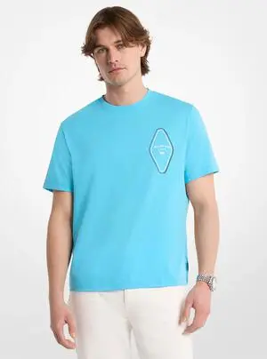 Michael Kors Graphic Logo Cotton T-shirt In Size By - Blue