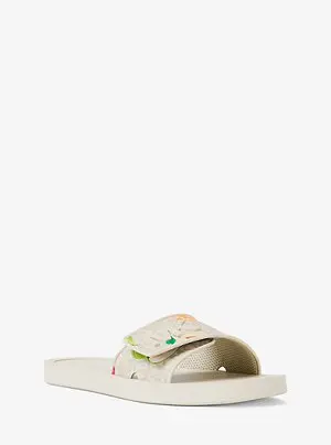 Michael Kors Palmer Printed Signature Logo Slide Sandal - Natural