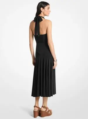 Michael Kors Stretch Matte Jersey Halter Midi Dress