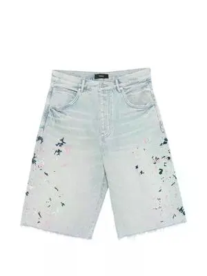 PURPLE BRAND Paint Splatter Denim Shorts - Blue