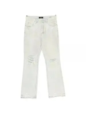 PURPLE BRAND Pinstripe Ripped Jeans - White