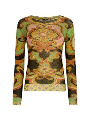 Etro Floral-print Long-sleeve Top - Green