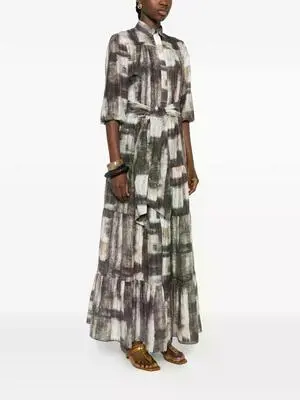 Kiton Tie-waist Tiered Maxi Dress