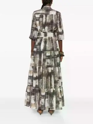 Kiton Tie-waist Tiered Maxi Dress