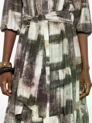 Kiton Tie-waist Tiered Maxi Dress