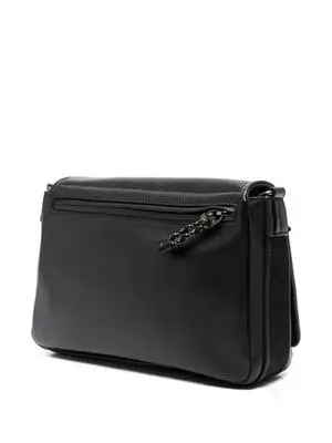 Fendi Flux Buckle Leather Messenger Bag - Black