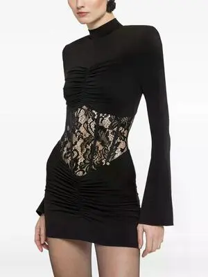 NISSA Lace-panel Mini Dress - Black