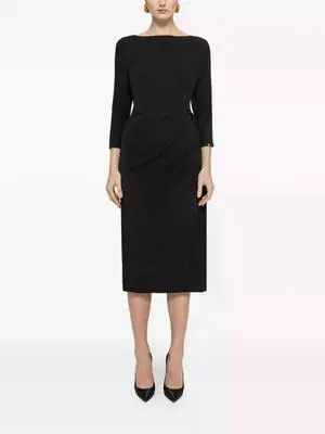 NISSA Pleat Midi Dress - Black