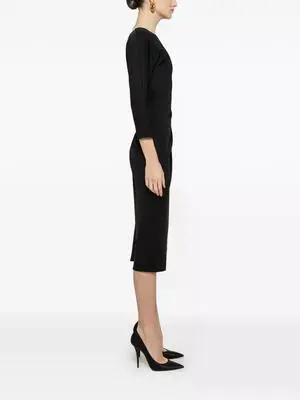 NISSA Pleat Midi Dress - Black