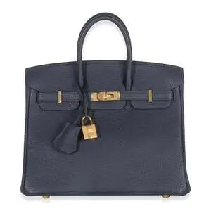 Hermès Bleu Nuit Togo Birkin 25 Retourne Ghw - Blue